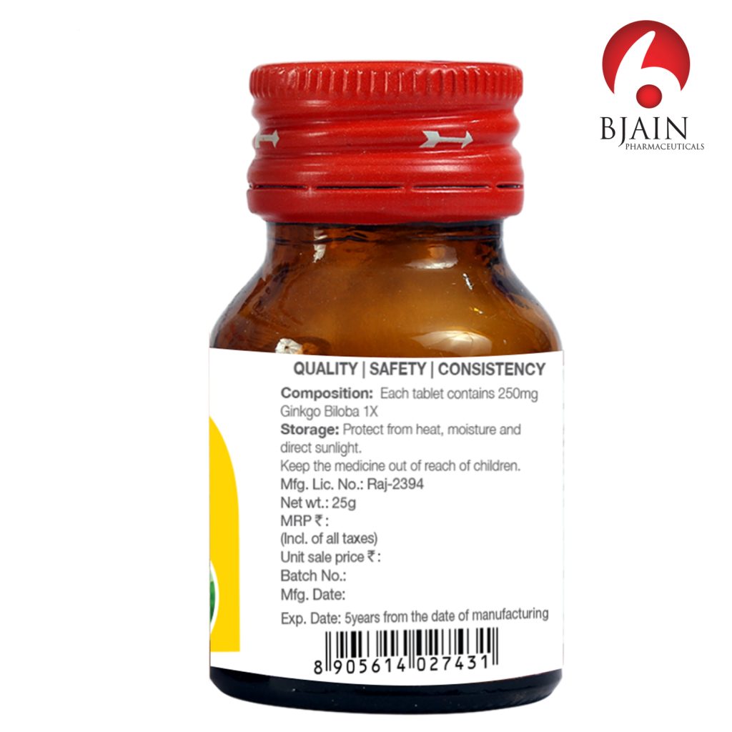 Buy Ginkgo Biloba 1X Tablets Online - BJain Pharma